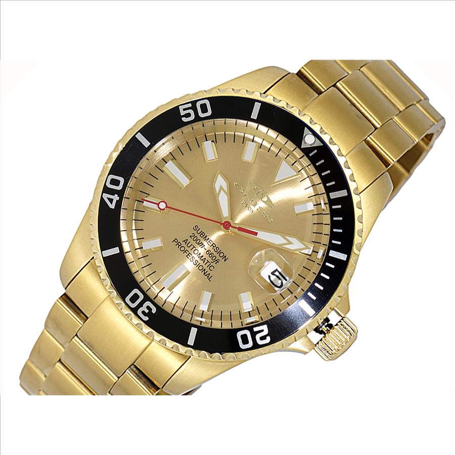 AUTOMATIC MOVEMENT - 24 JEWELS, SUN RAY - DATE - GOLD TONE DIAL AND ...