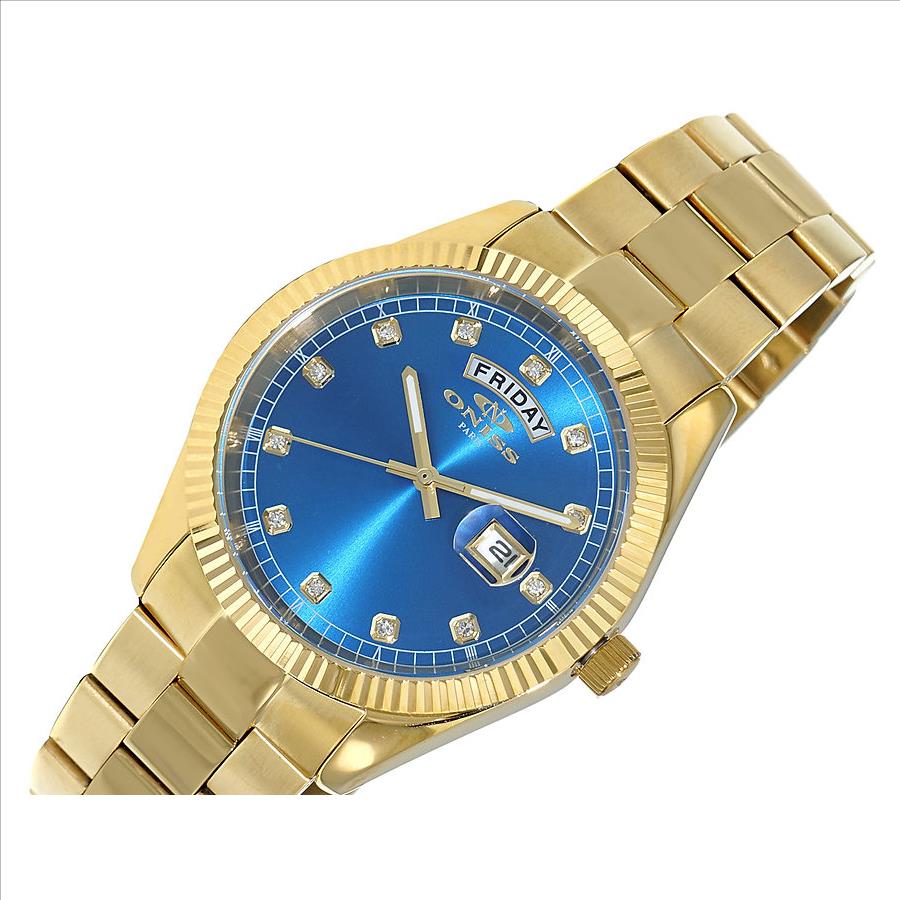 ONISS DAY-DATE WITH SUN RAY YELLOW DIAL , ON3881-MBBU , RETAIL AT (MSRP ...