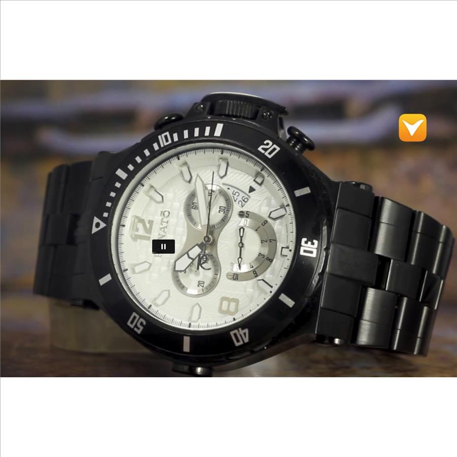 Renato Beast 1000 Meter Diver Swiss Chronograph Black IP White Textured ...