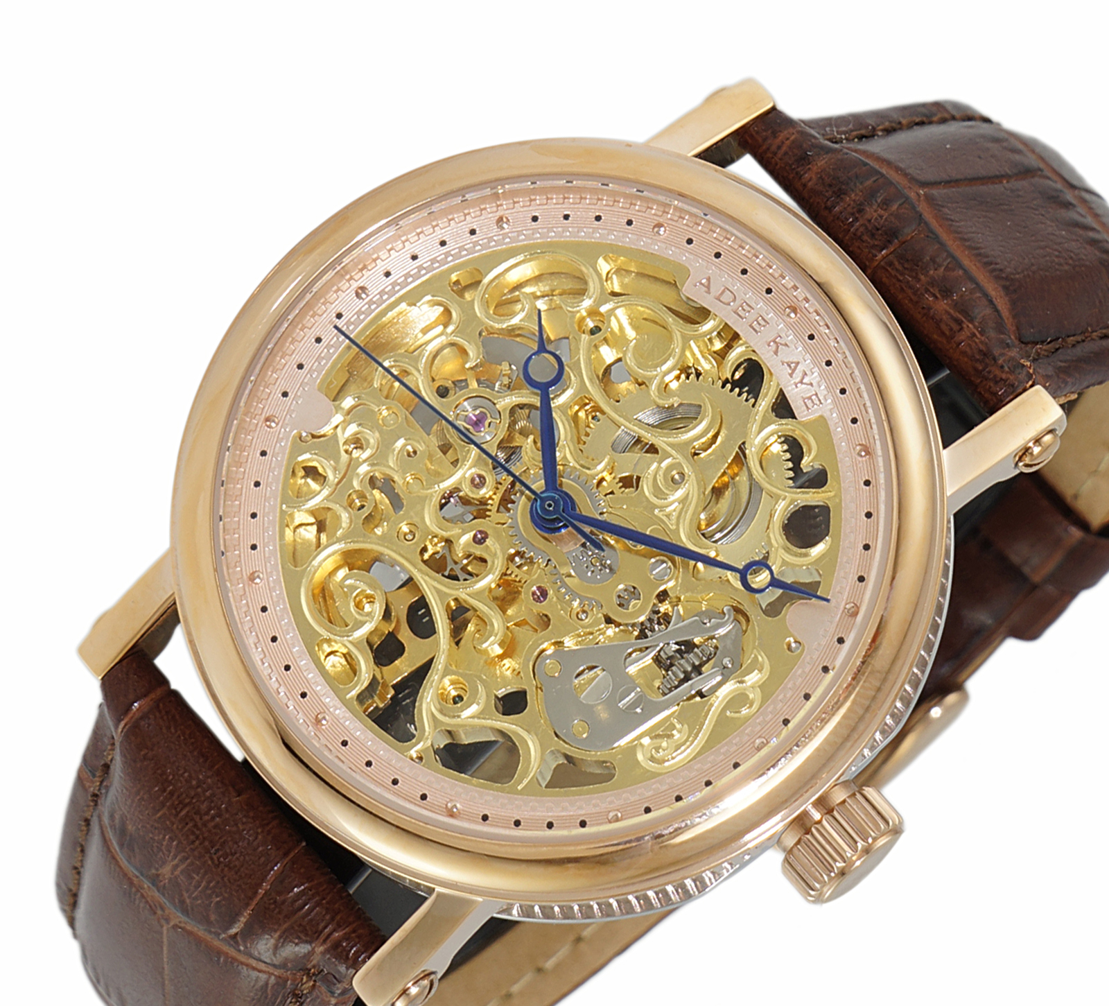 ADEE KAYE,20 JEWELS SKELETON AUTOMATIC, MESH BAND, AK6463-MRG, RETAIL ...