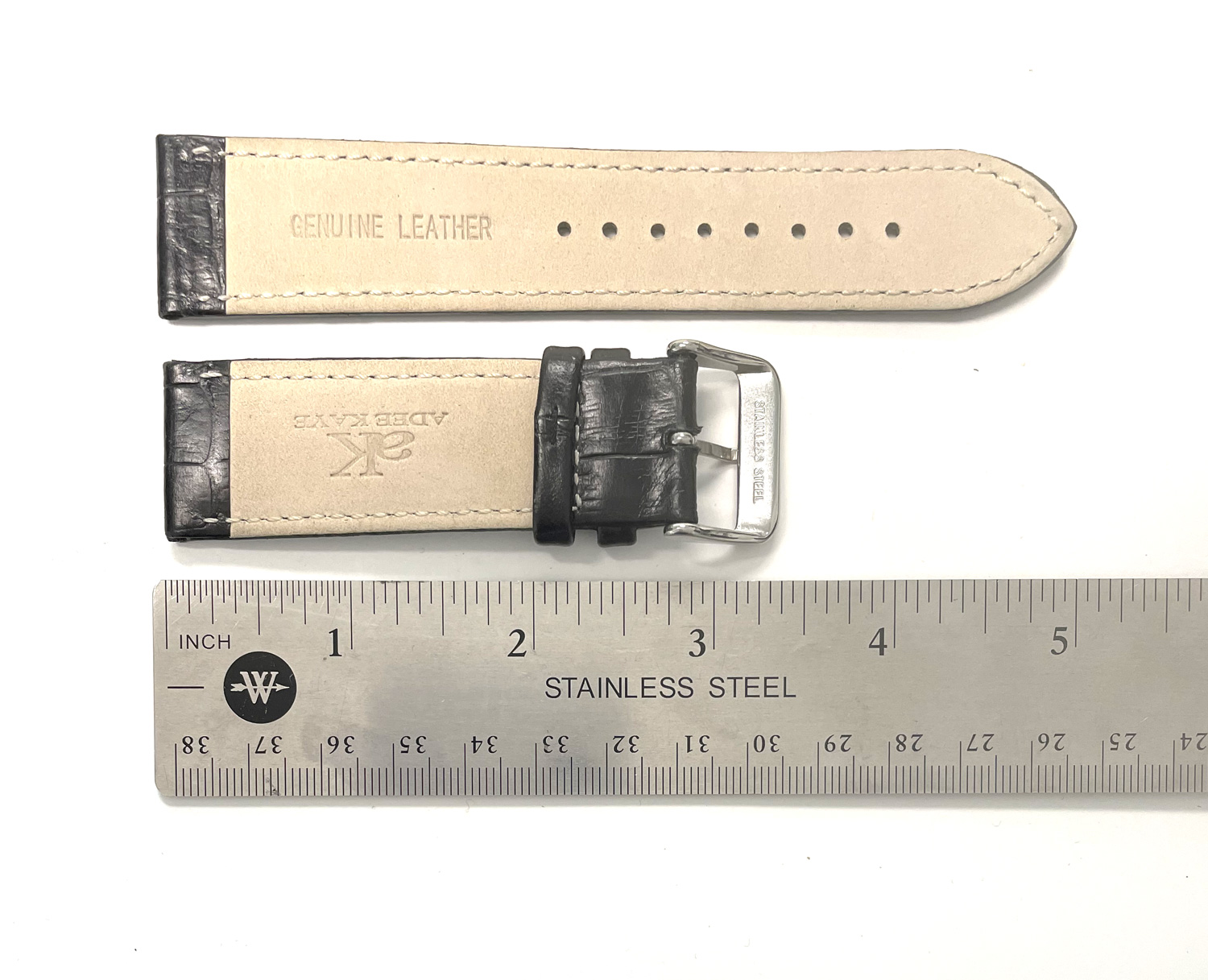 ADEE KAYE MEN'S GENUINE LEATHER BAND BLACK, 24mm, AKL01-BKBK | Property ...