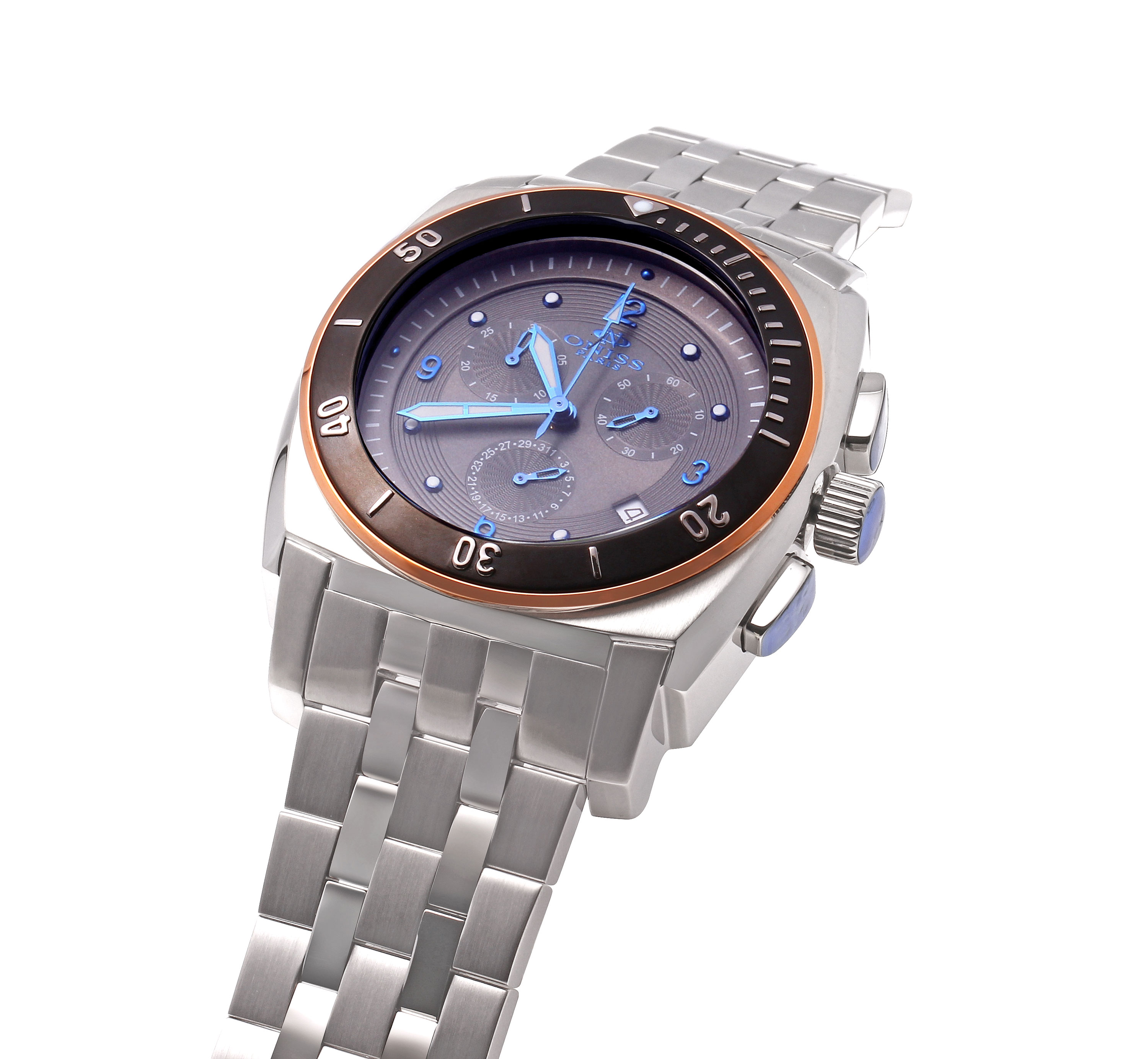 SWISS CHRONOGRAPH MOV'T, STAINELESS STEEL, ONISS ON614-M_BU - RETAIL AT ...