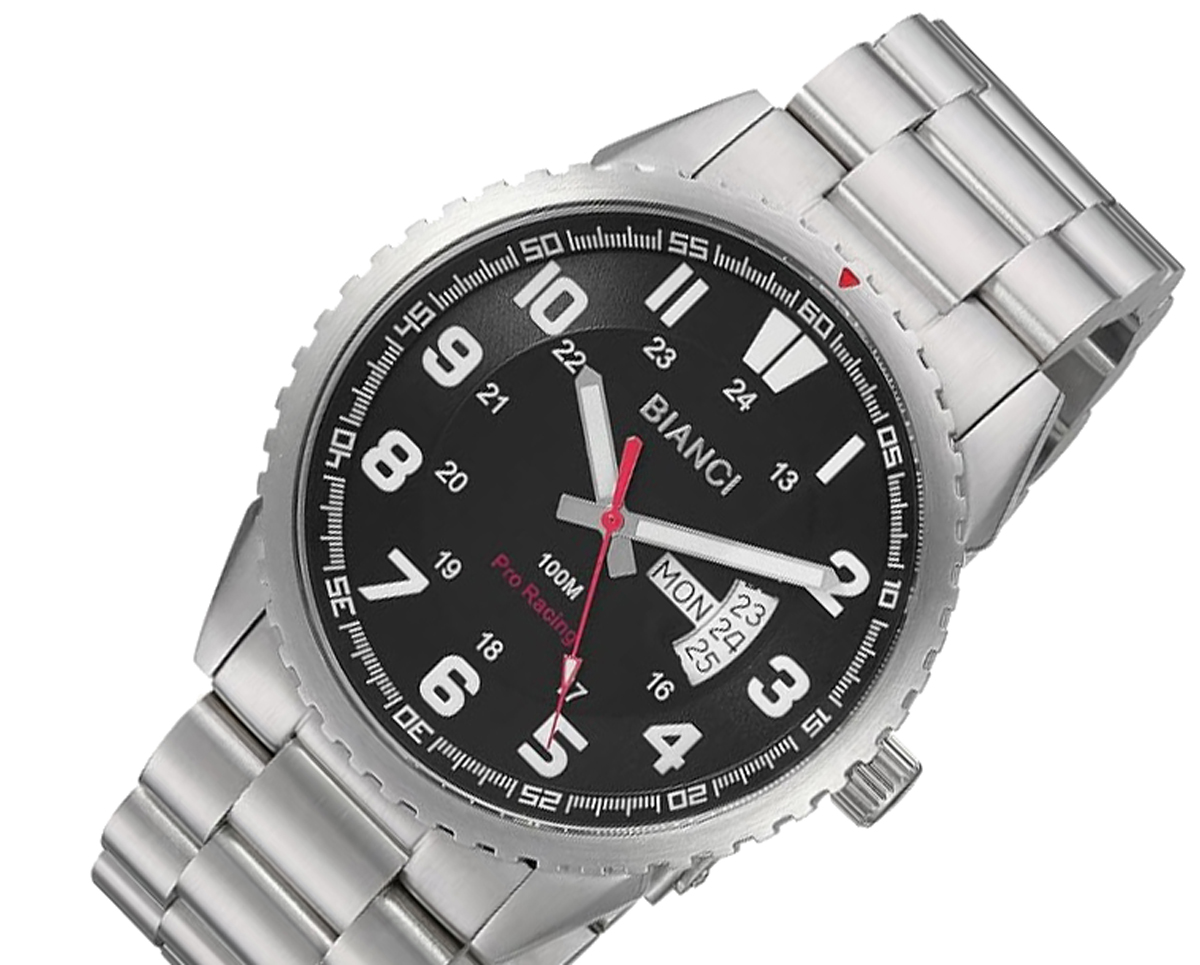 ROBERTO BIANCI Men's Analog Display Quartz, Day-Date Display Silver ...