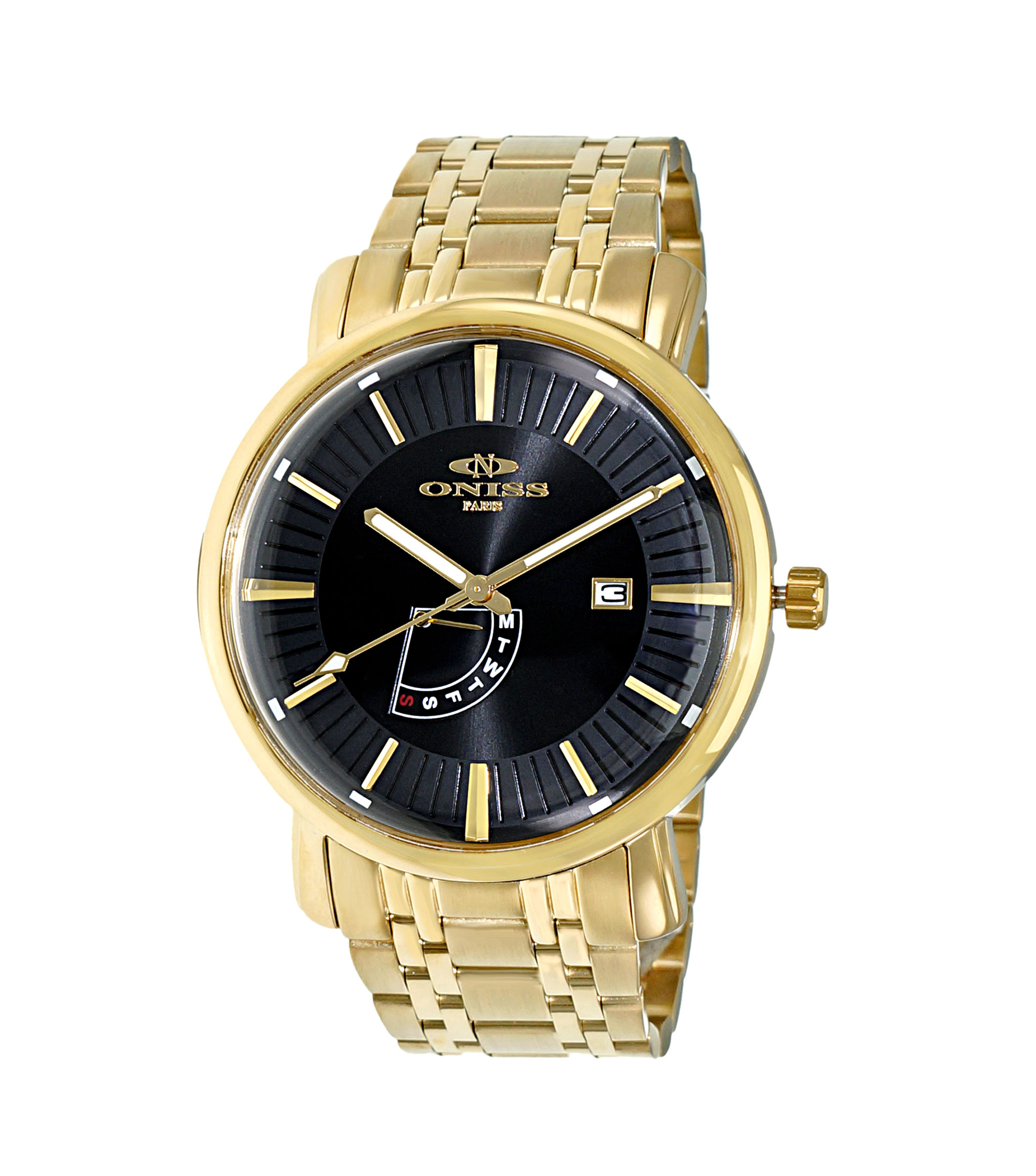 ONISS Men's Silver Sunray Retrograde day-date dial, Dome Crsytal, ON262 ...