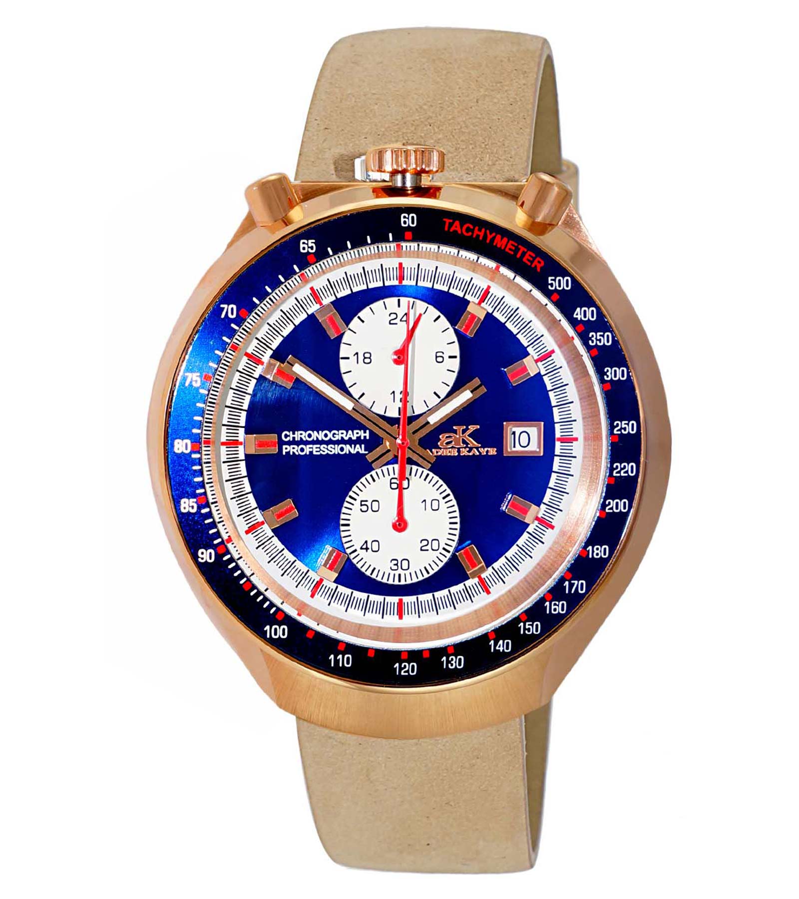ADEE KAYE CHRONOGRAPH WITH 24-HOUR DISPLAY, TACHYMETER, AK5662-MRGBU_LBN - (MSRP:$725.00 ...
