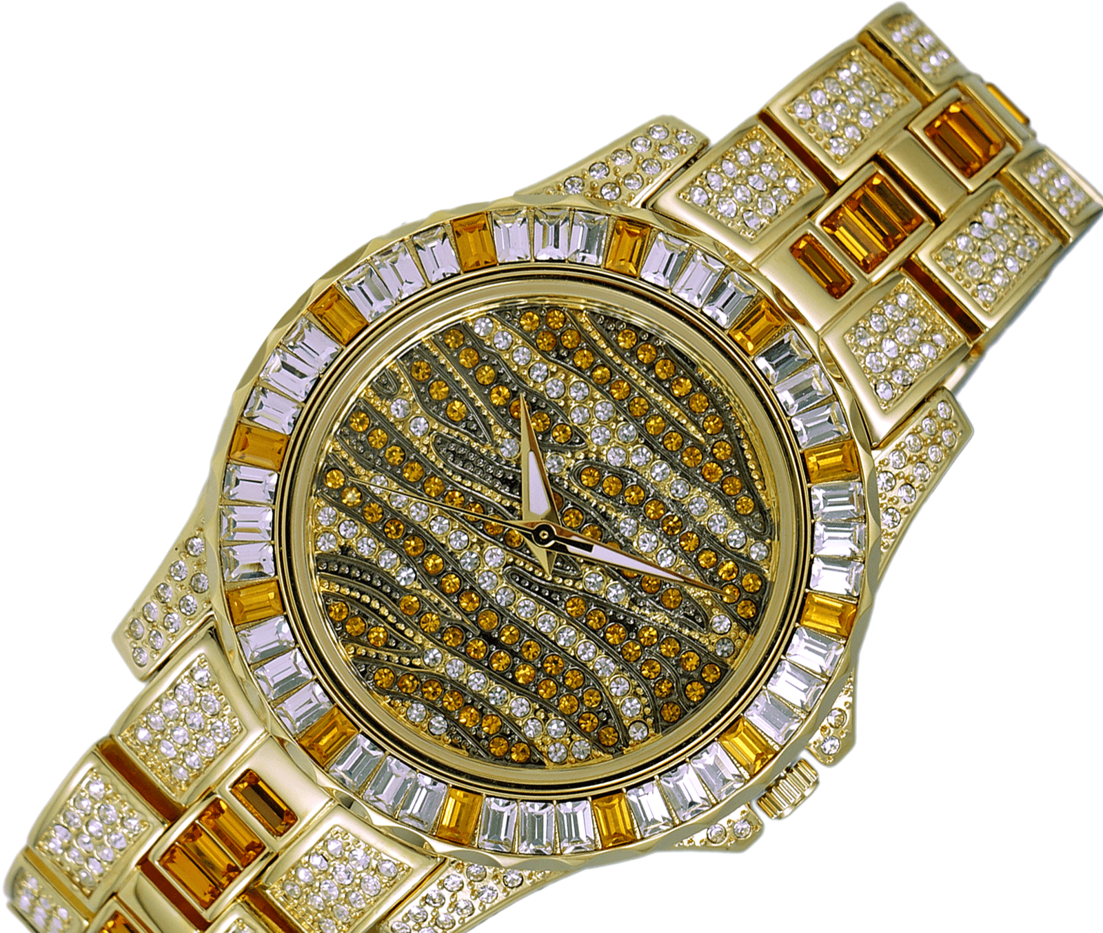 ADEE KAYE, GOLD TONE, MULTI-COLORED STONE (YELLOW- WHITE) QUARTZ MOV'T ...