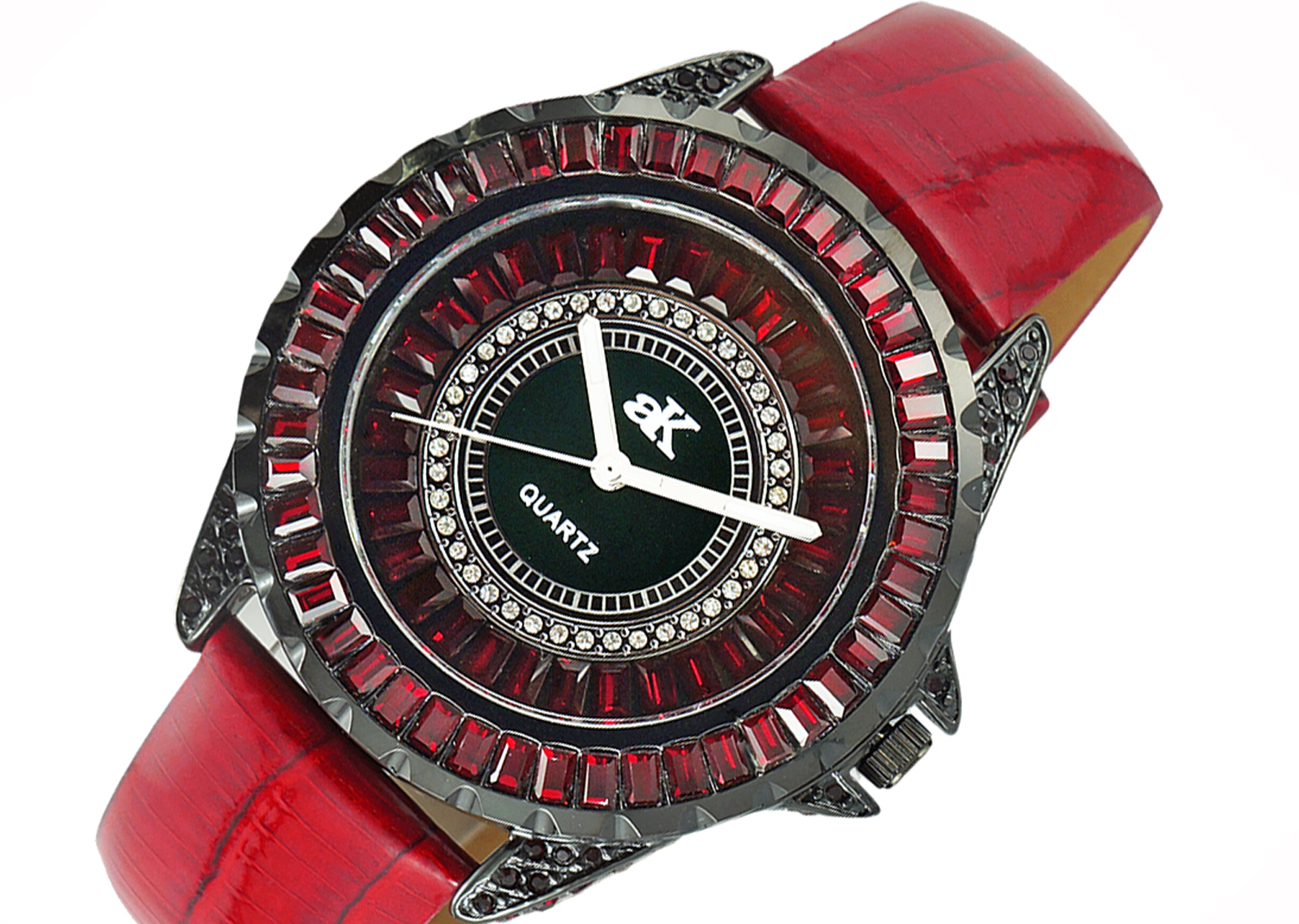 ADEE KAYE MID SIZE, BLACK IP CASE, 3 - HANDS COLRED STONE (RED), AK2727 ...