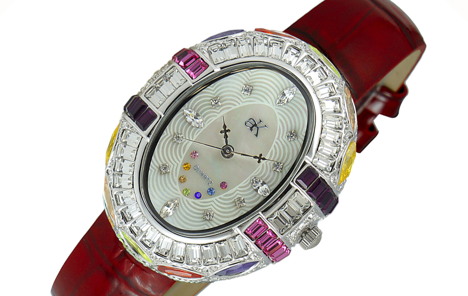 ADEE KAYE, MUTLI- COLOR STONE, MOTHER OF PEARL DIAL, AK2113-LRD ...