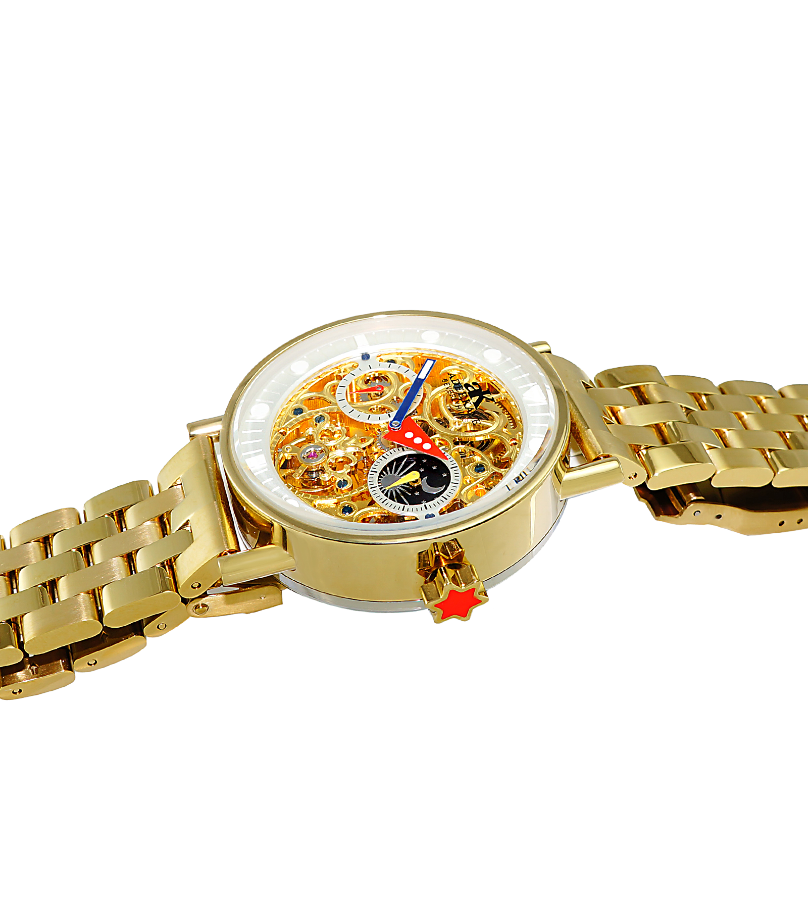 ADEE KAYE Skeleton Automatic -21 Jewels Movement , Sun and Moon Phase ...