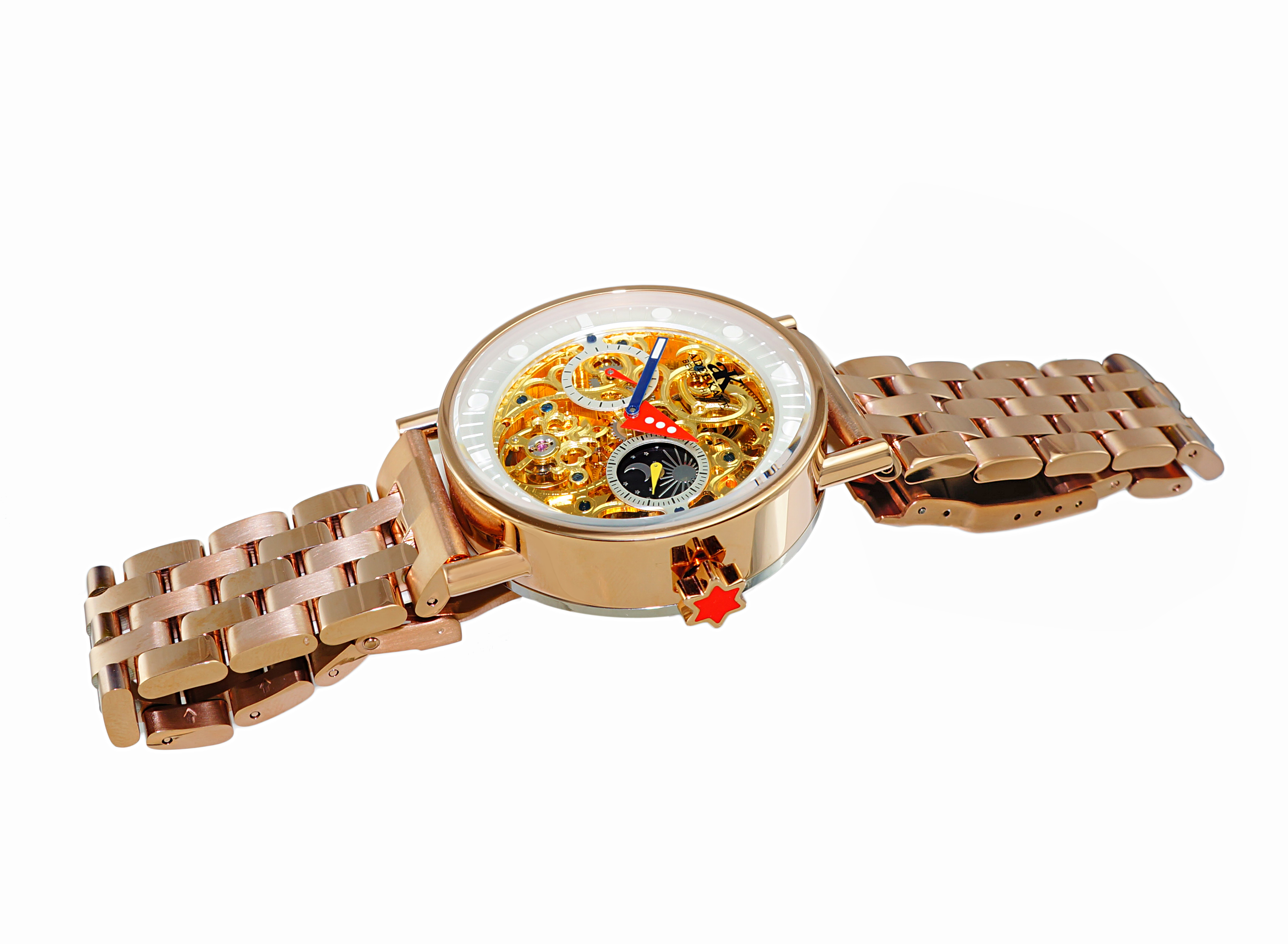 Adee Kaye Skeleton Automatic -21 Jewels Movement , Sun and Moon Phase ...