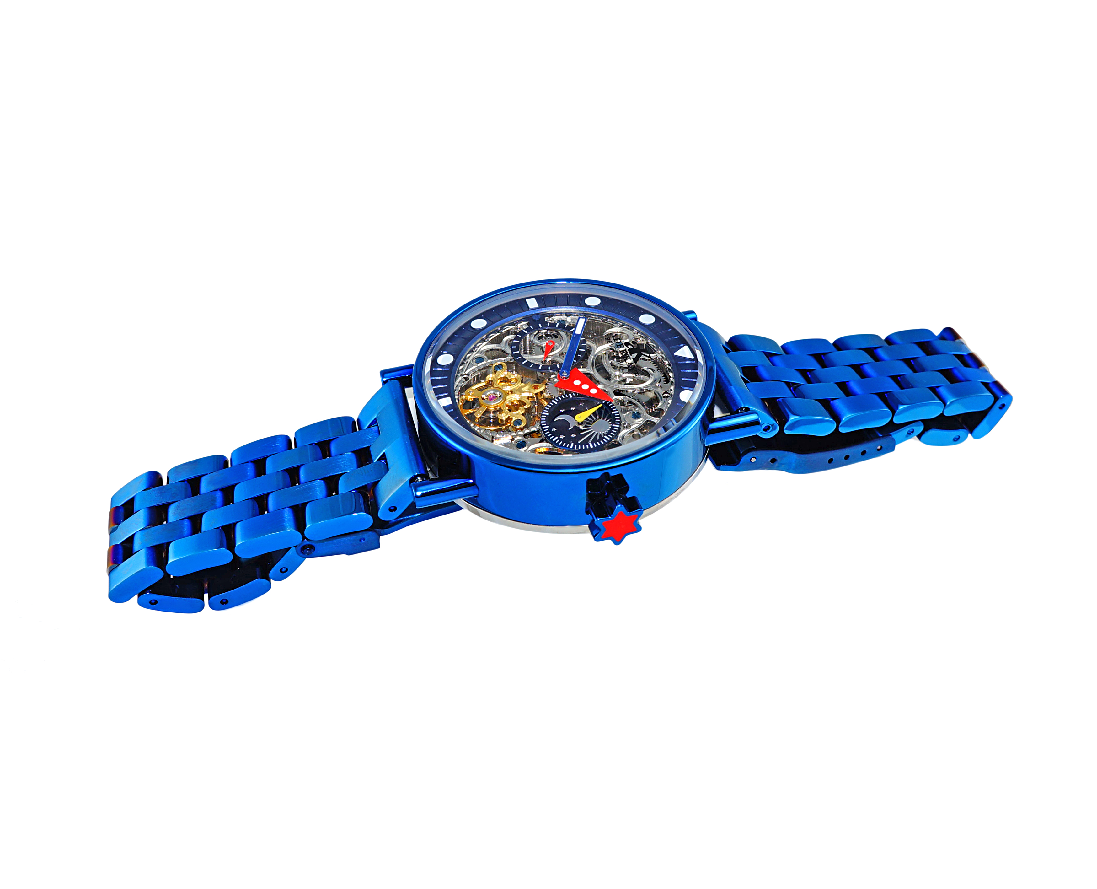 ADEE KAYE Skeleton Automatic -21 Jewels Movement , Sun and Moon Phase ...