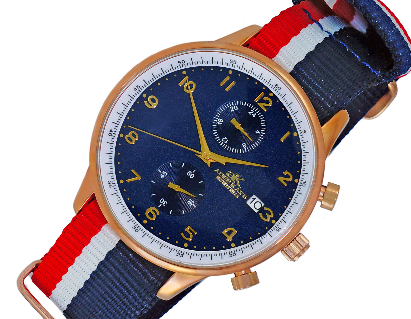 ADEE KAYE WATCHES, DUAL TIME OF 24 HOUR REGULATOR, ROSETINE CASE AND ...