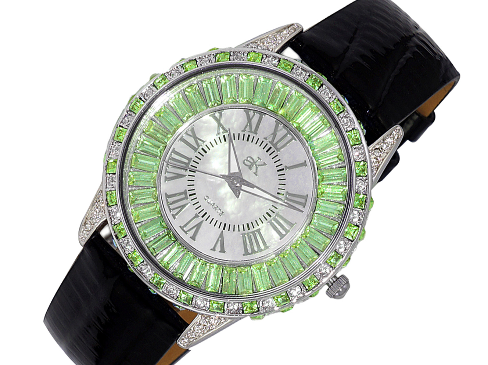 ADEE KAYE WATCHES, MULTI-COLOR STONES, MOTHER OF PEARL 3-HANDS DIAL ...