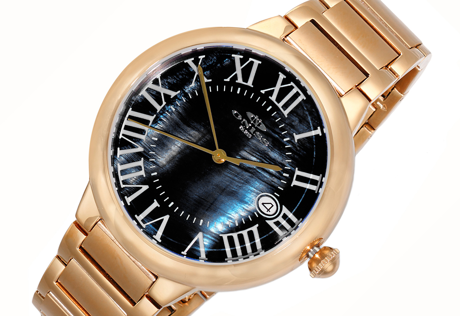 Automatic -24 Jewel , Mother of Pearl - Date Dial, ON2222-RGBKSV-GO ...