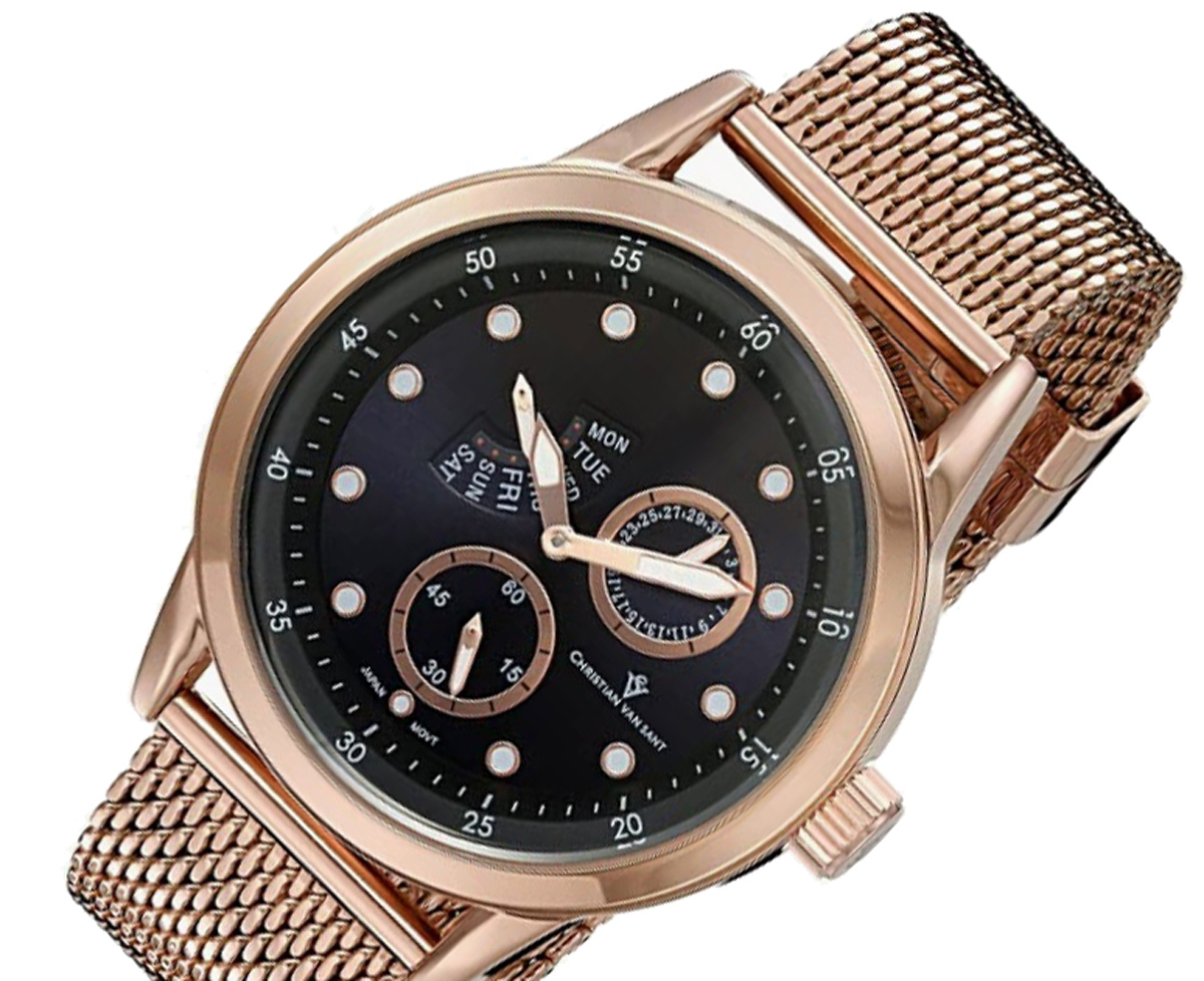 Christian Van Sant Men's 'Rio' Day-Date Quartz Stainless Steel Watch ...