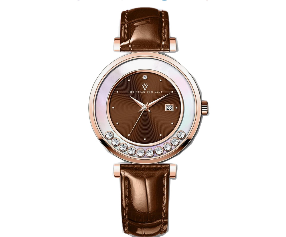 Christian Van Sant Watches Women's Brown date dial with loose stones on ...