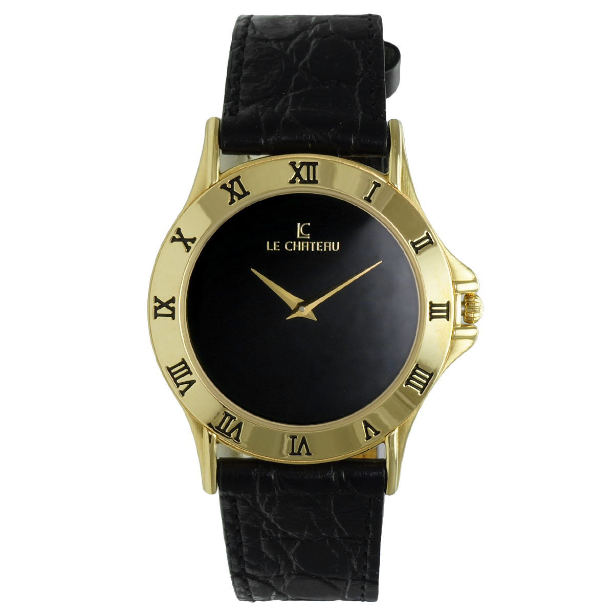 Le Chateau Women's Mid Size Gold Tone and Black, Stainless Steel ...