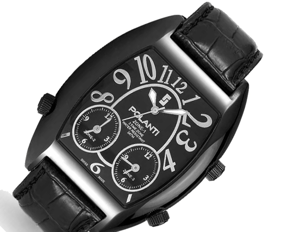 LeChateau - 3-TIME ZONE ETA Swiss Quartz movement with Black-Date ...