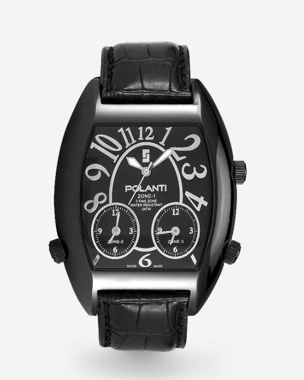 LeChateau - 3-TIME ZONE ETA Swiss Quartz movement with Black-Date ...