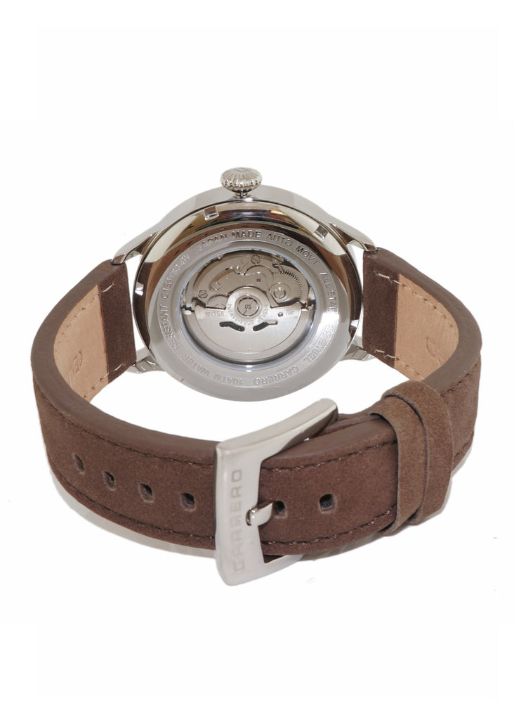 Lechateau, Men's 24-JEWELS AUTOMATIC, WITH HEART BEAT CURVE WHITE DIAL ...
