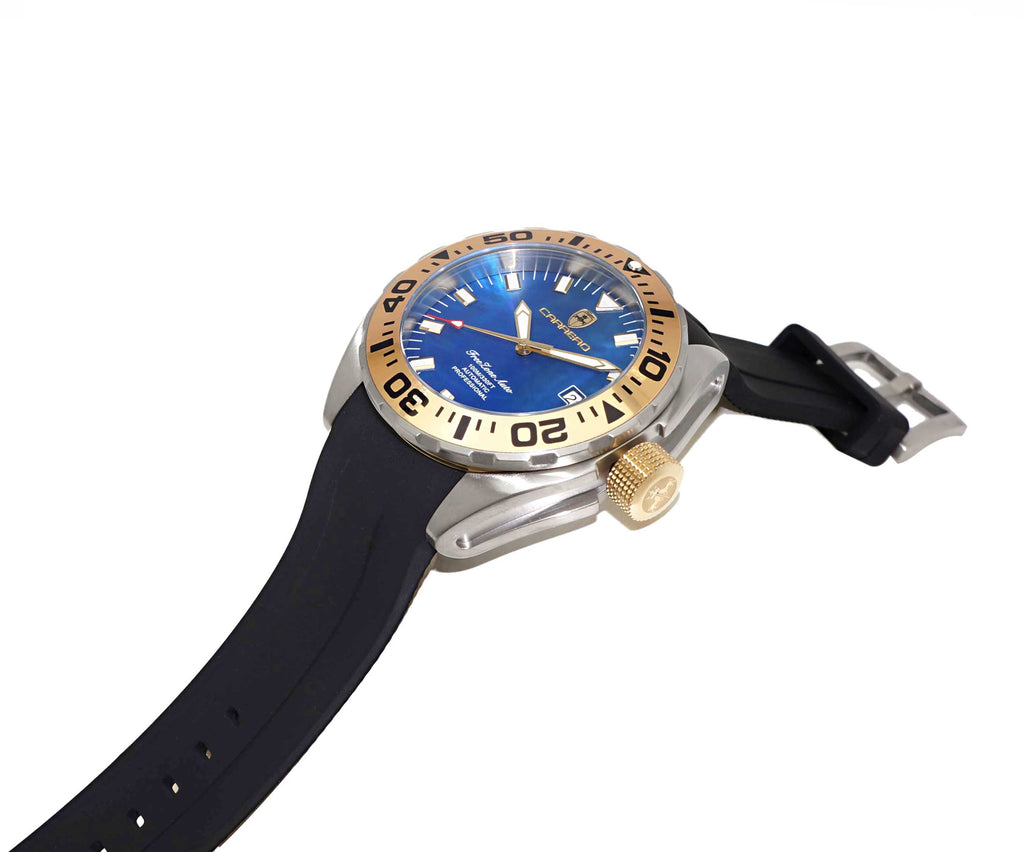 LeChateau, Men's Automatic NH35-24 JEWEL Mov't, Blue MOP- Dial - Gold ...