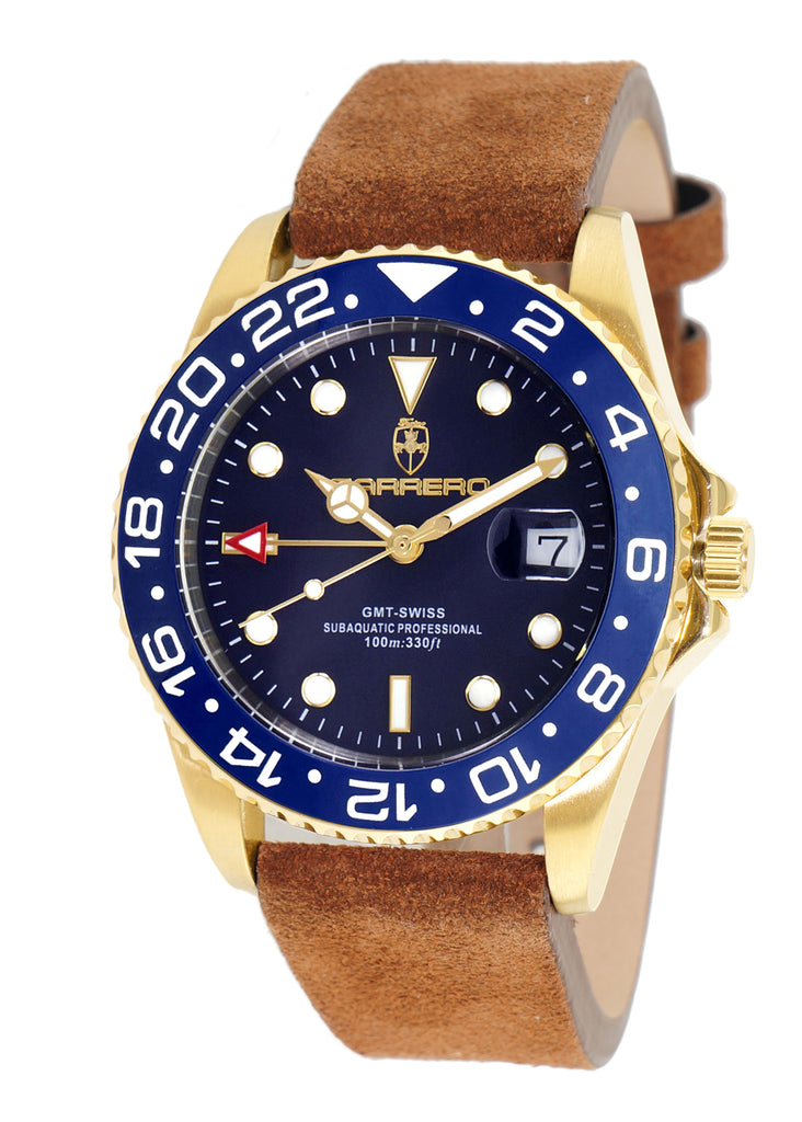 Lechateau, Men's Swiss Quartz Movement Blue Date- Dial, with Magnifying ...
