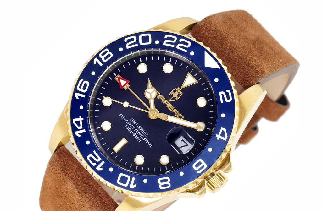 Lechateau, Men's Swiss Quartz Movement Blue Date- Dial, with Magnifying ...