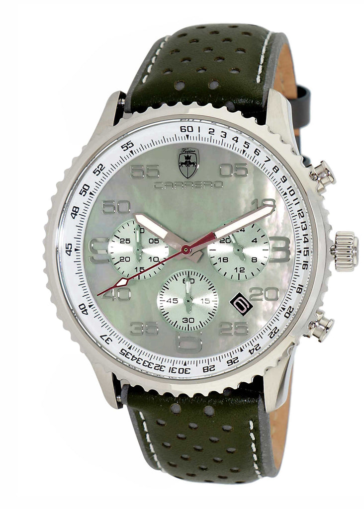 Lechateau - VR32 Movement Chronograph Mov't, Brown MOP Dial, Genuine Leather Band, C1S7023-BN ...