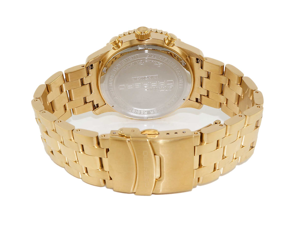 Lechateau - VR32 Mov't Chronograph Mov't, Black MOP Dial, Goldtone ...