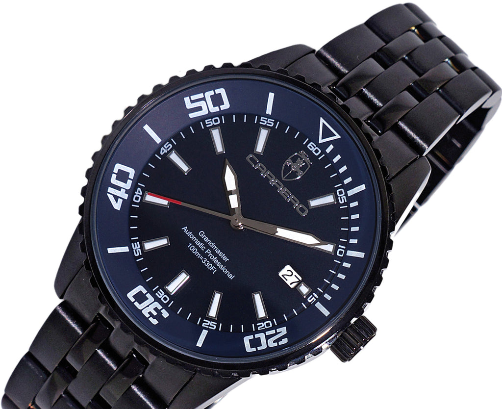 Lechateau Watches - Men's NH35 21 JEWELS with Exhibition back, IP-Black ...