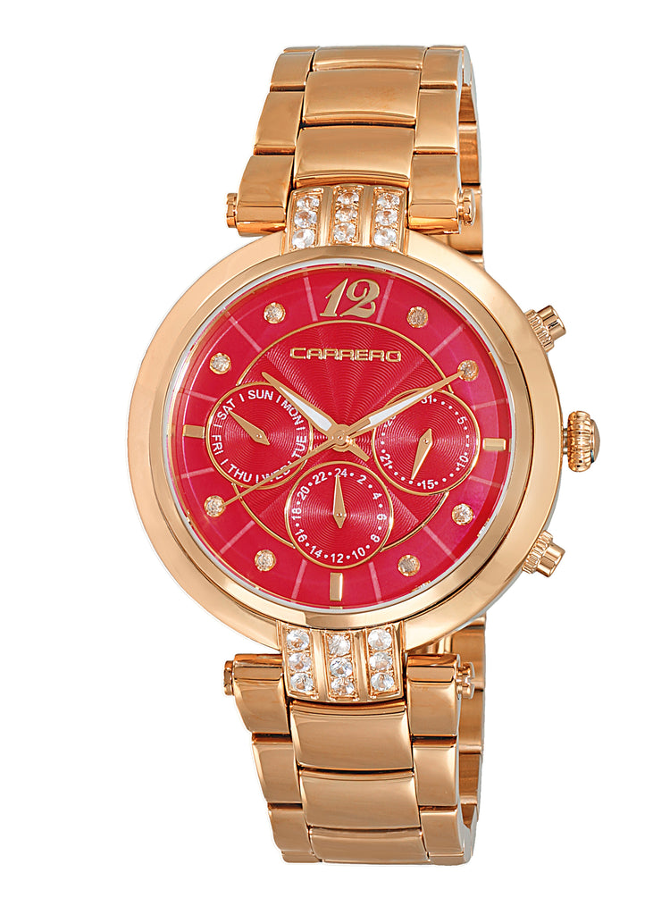 Lechateau Watches Multi-function, Day-date Counter, Red Mother of Pearl ...