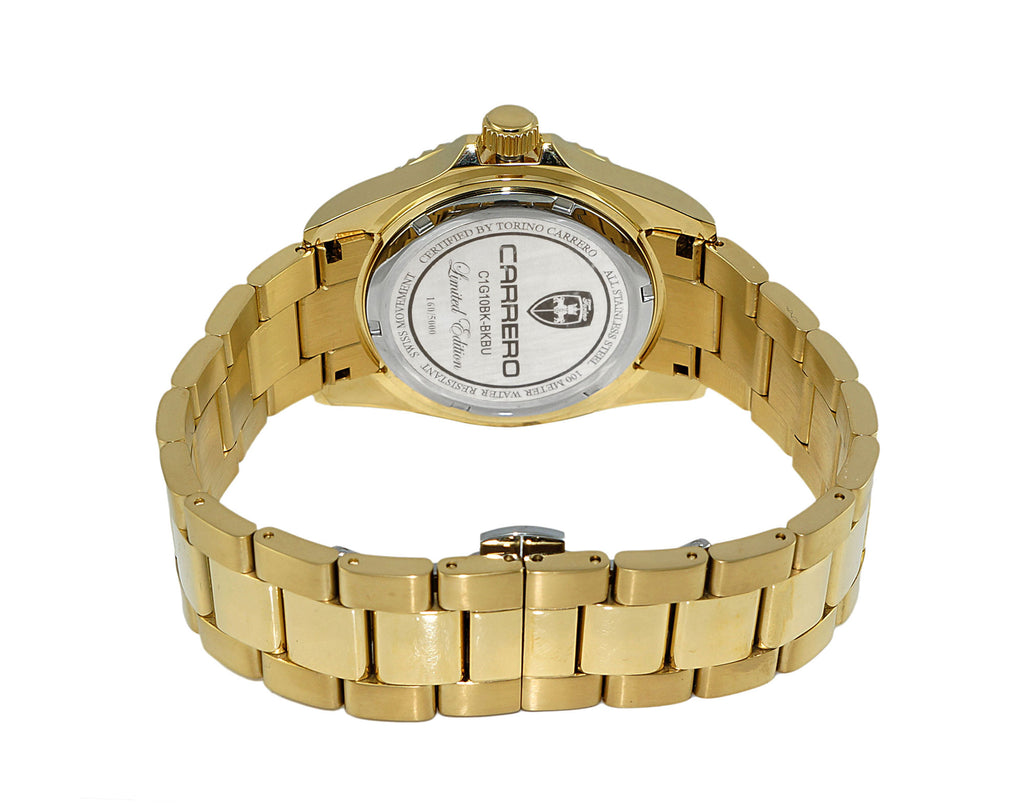 Lechateau,SWISS QUARTZ Black Date- Dial, with Magnifying glass, Ceramic Bezel, C1G10BK-BKBU ...