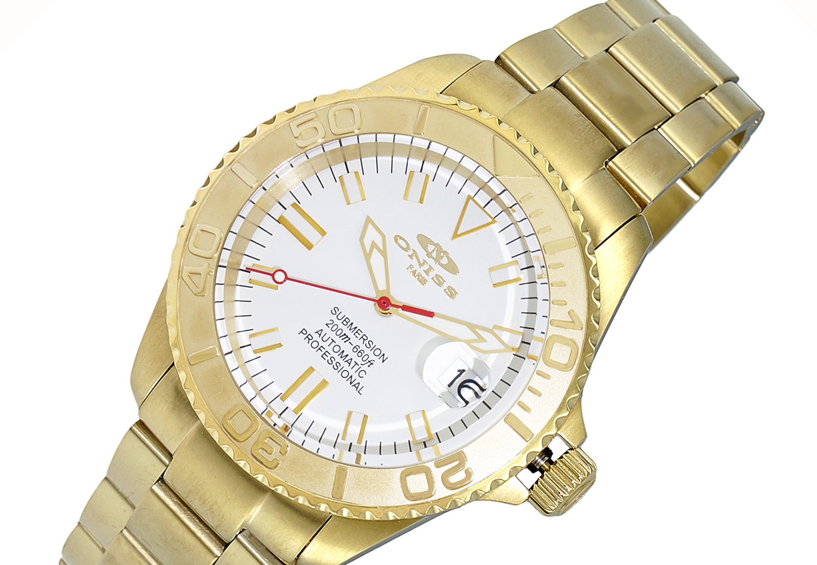 ONISS AUTOMATIC - 21 JEWELS, SUN RAY - DATE - ALL GOLD TONE DIAL CASE ...