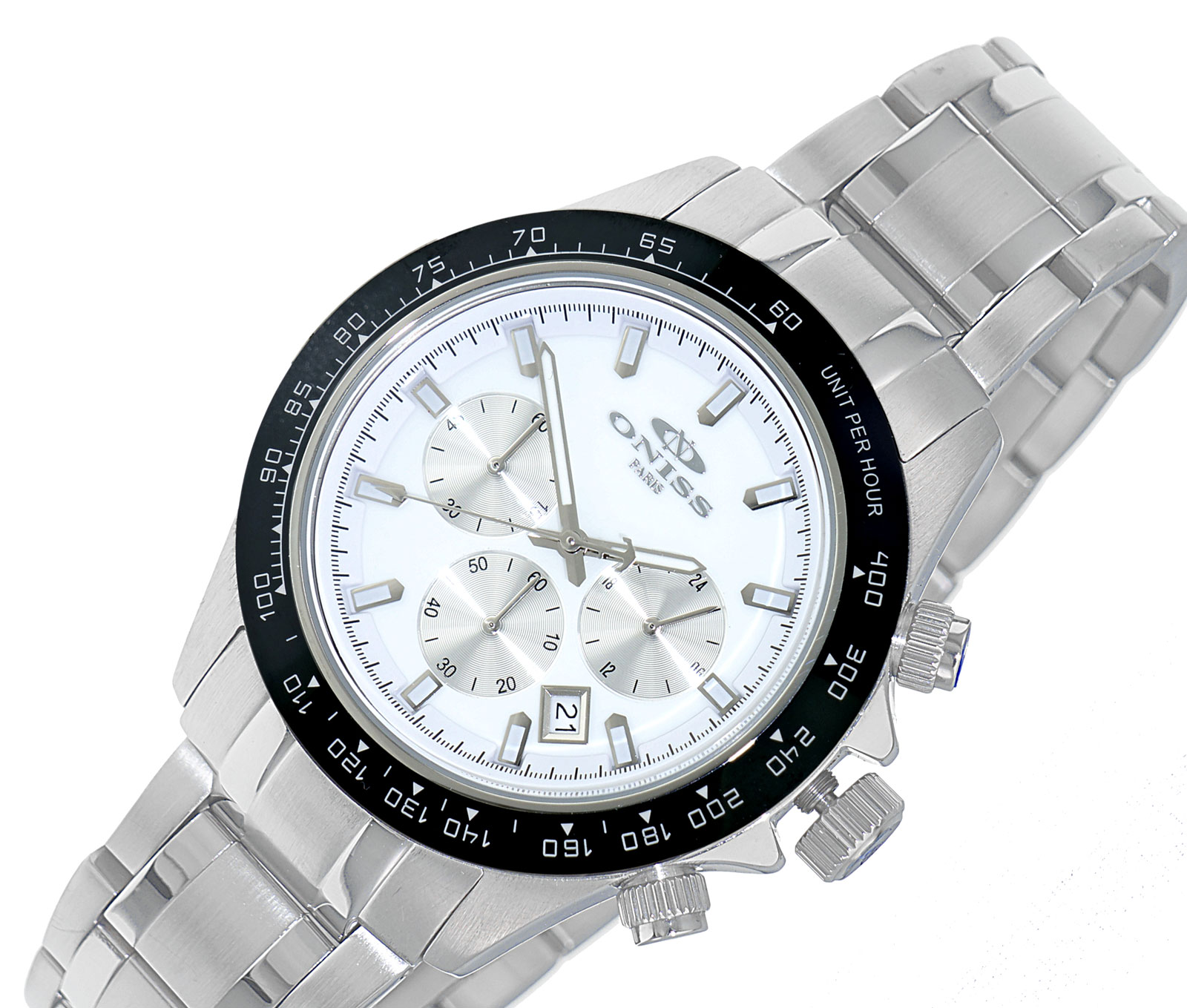 ONISS CHRONOGRAPH MOV'T Black Ceramic Bezel, Date- Dial, 24hr / 60 ...