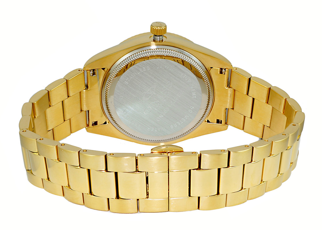 ONISS DAY-DATE BLUE DIAL, AUSTRIAN CRYSTAL ACCENT, GOLDT ONE, ON3881 ...
