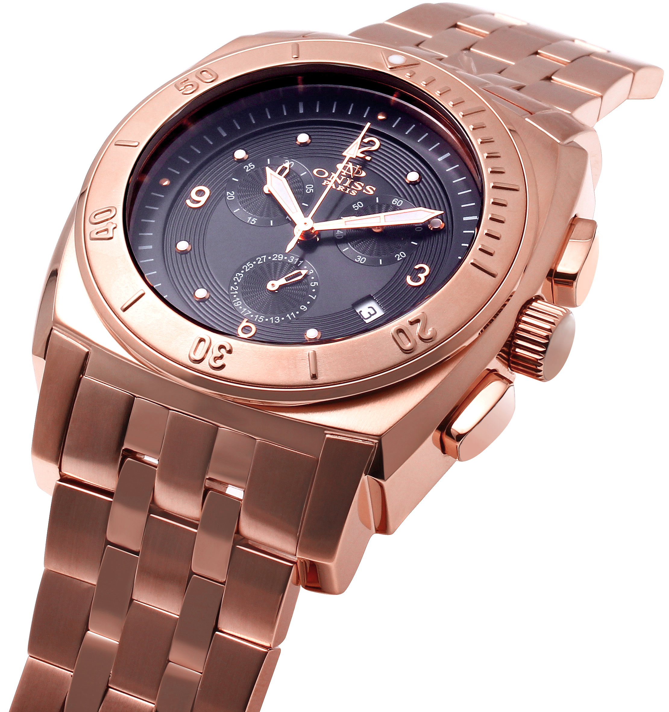 ONISS ON614-MRG "STAINELESS STEEL, MONERAL CRYSTAL, SWISS CHRONOGRAPH ...