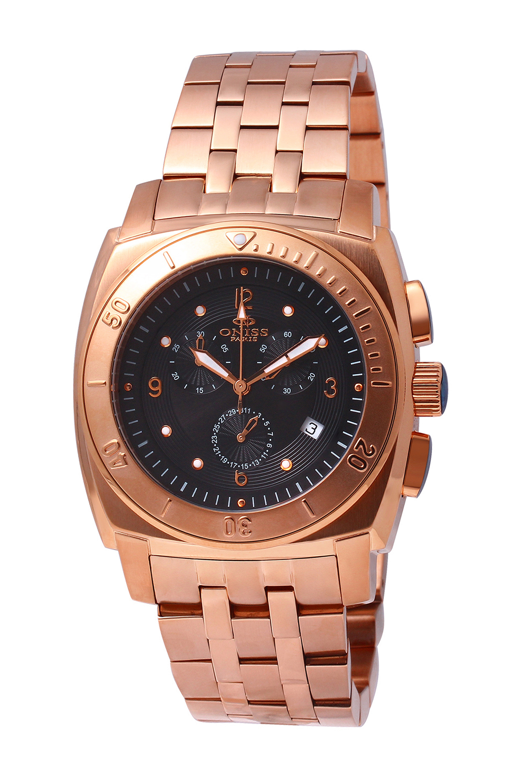ONISS ON614-MRG "STAINELESS STEEL, MONERAL CRYSTAL, SWISS CHRONOGRAPH ...