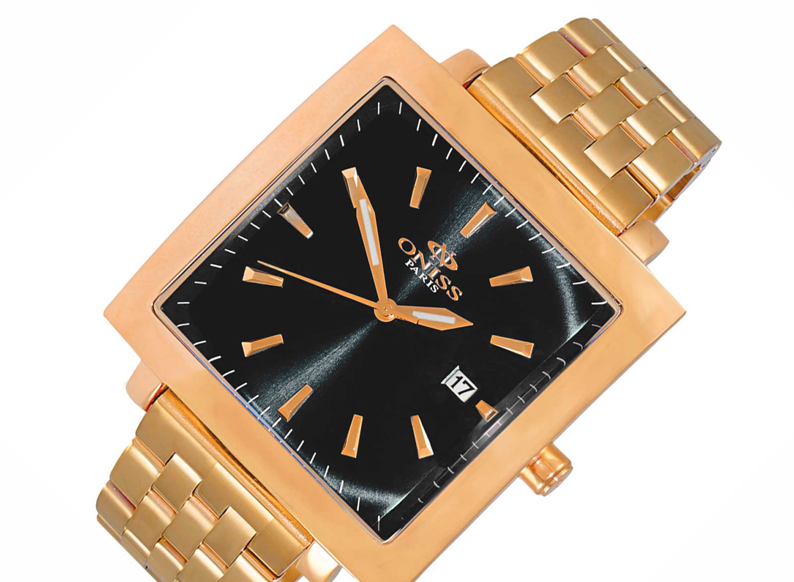 ONISS, ROSE TONE, 3-HANDS DATE DIAL - ON4444-RGBK, RETAIL AT (MSRP ...