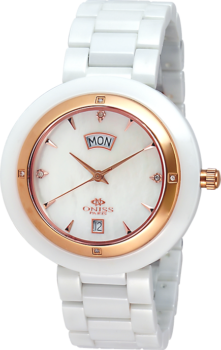 ONISS SWISS QUARTZ MOVEMENT, HIGH TECH CERAMIC, GENUINE DIAMONDS , MOP ...