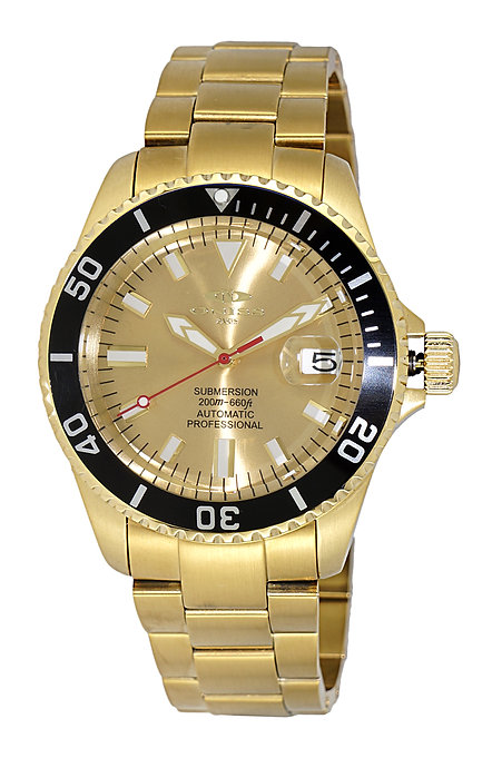 ONISS Watches, - AUTOMATIC MOVT - 24 JEWELS, GOLD TONE DIAL AND BLACK ...