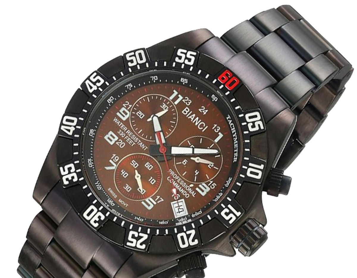ROBERTO BIANCI Men's Fontana Chronograph Black-IP Tone RB18765, Retail ...