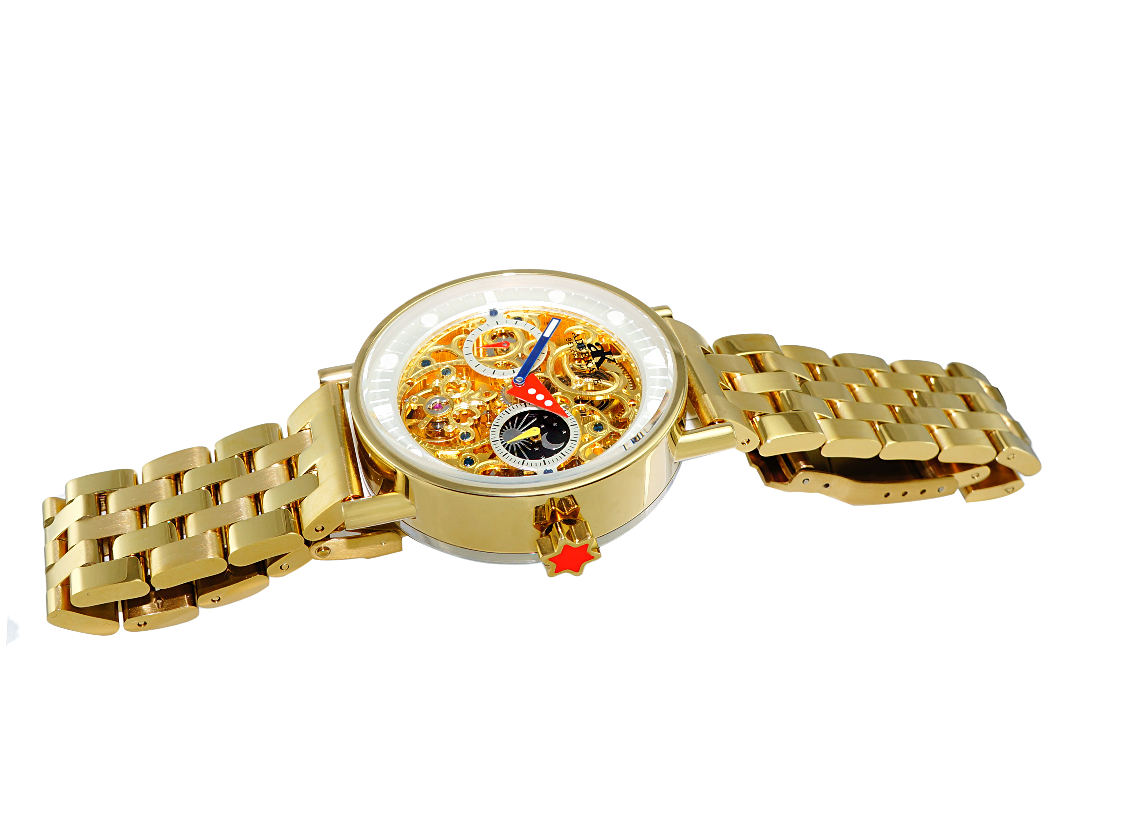 Skeleton Automatic -21 Jewels Movement , Sun and Moon Phase, AK2266-20 ...