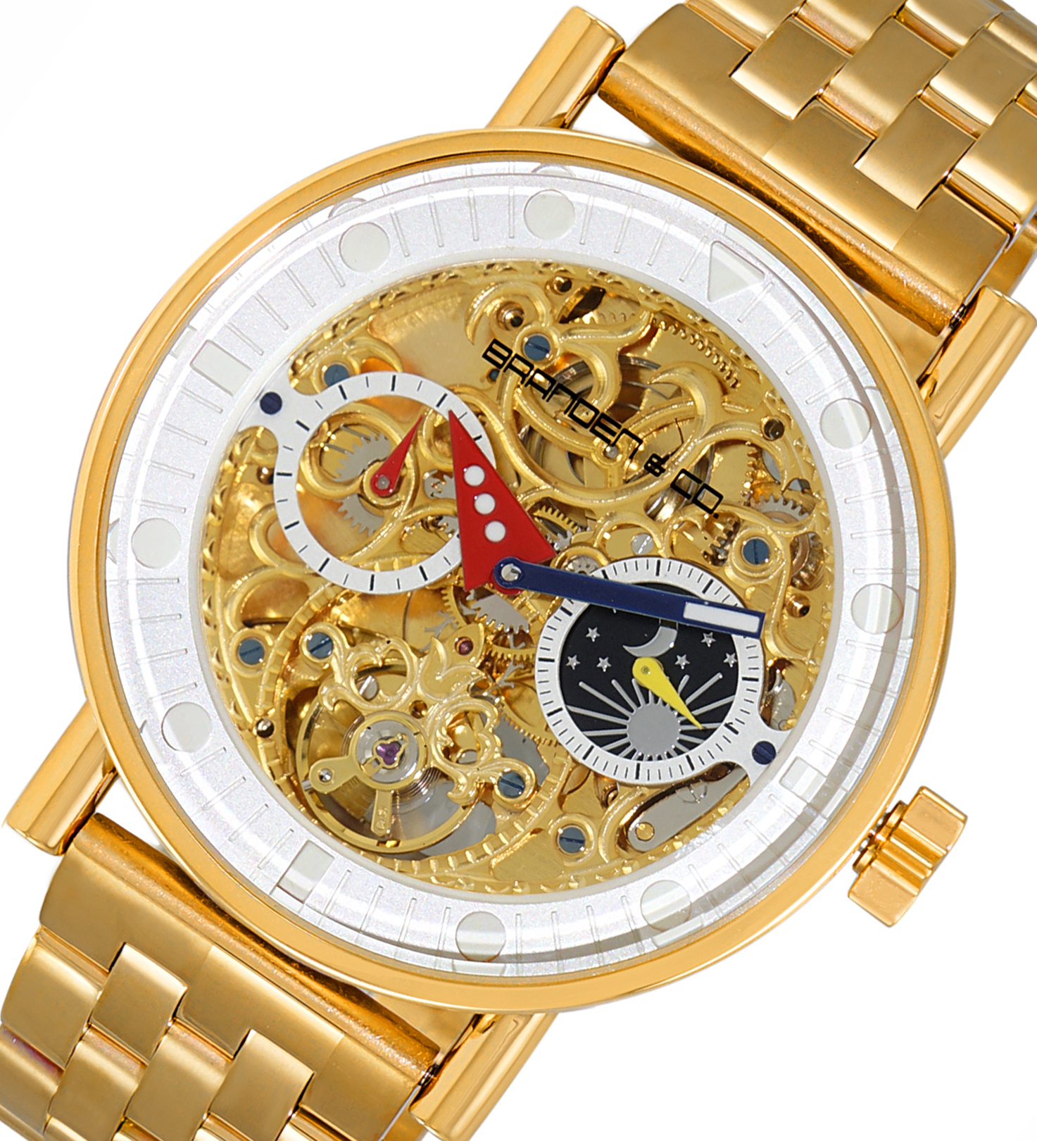 Skeleton Automatic -21 Jewels Movement , Sun and Moon Phase, LCBC3332 ...