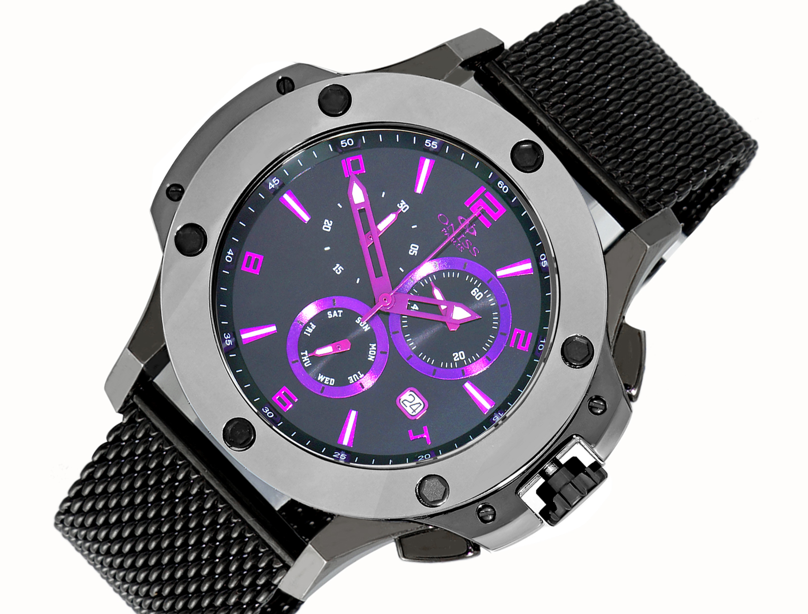 Swiss Chronograph IP-GUN Stainless Steel and Tungsten Watch, ON612-TTPU ...