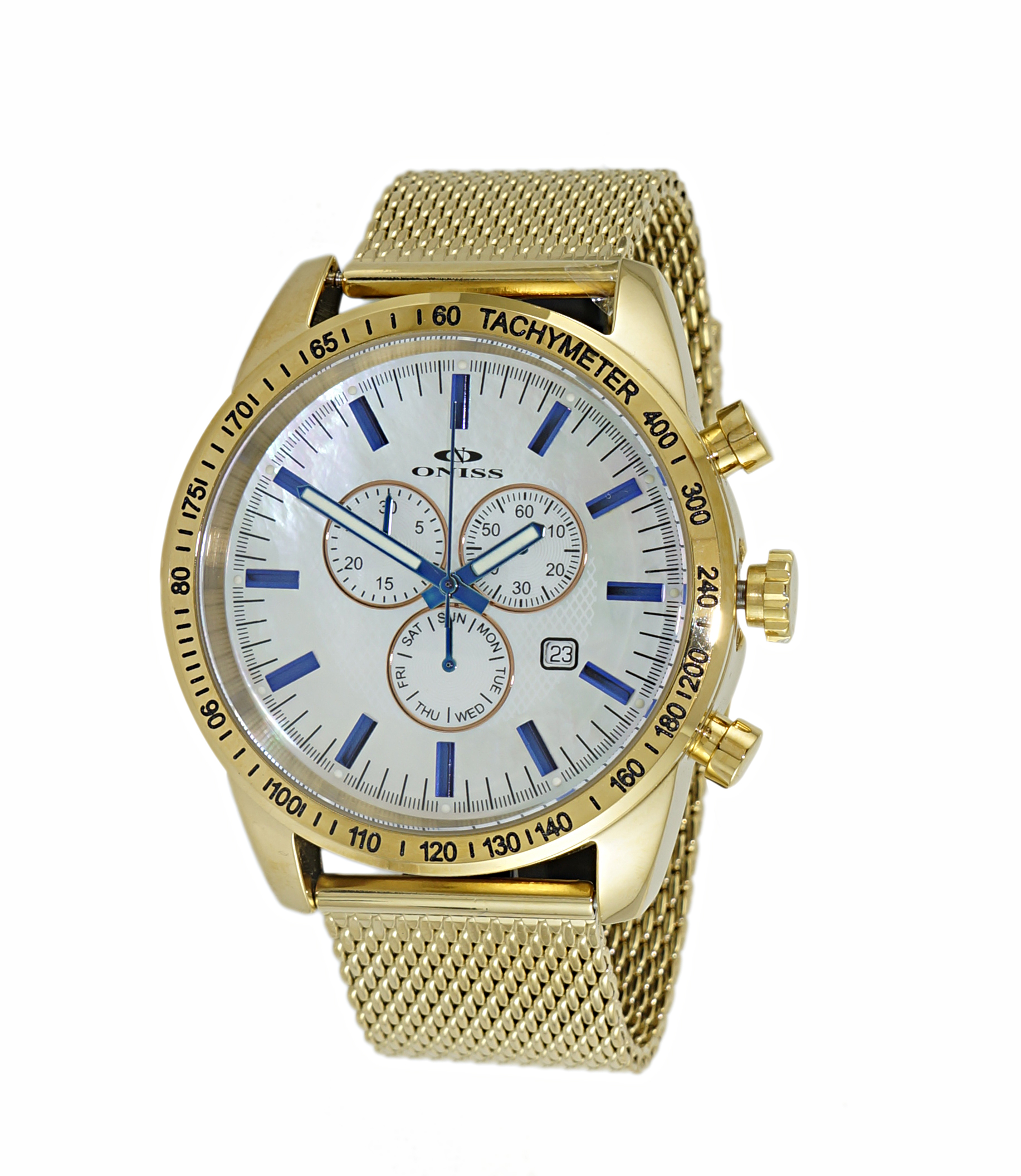 SWISS ISA CHRONOGRAPH MOV'T, DOME MINERAL CRYSTAL, MOTHER OF PEARL DIAL ...