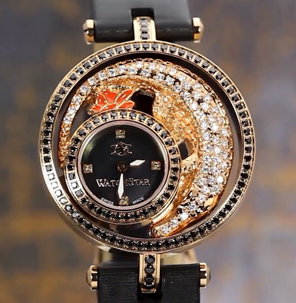 Watchstar 42mm Limited Edition Swiss Made Diva Star Rose Gold Crocodile ...