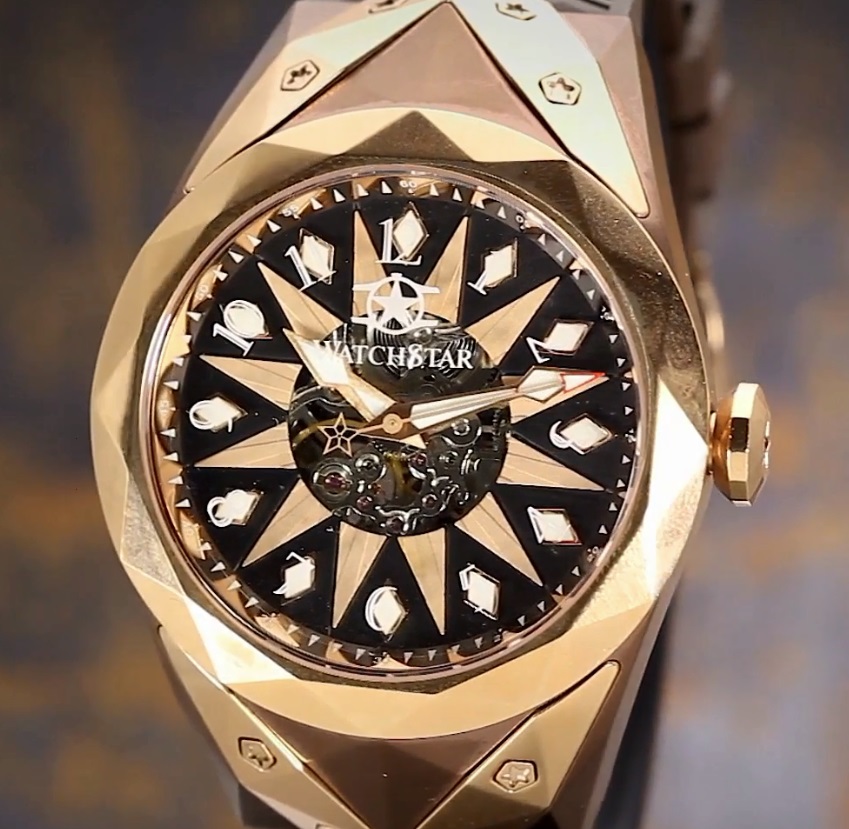 Watchstar 47mm Superstar 21 Jewel Skeleton Automatic Rose Gold/Black ...