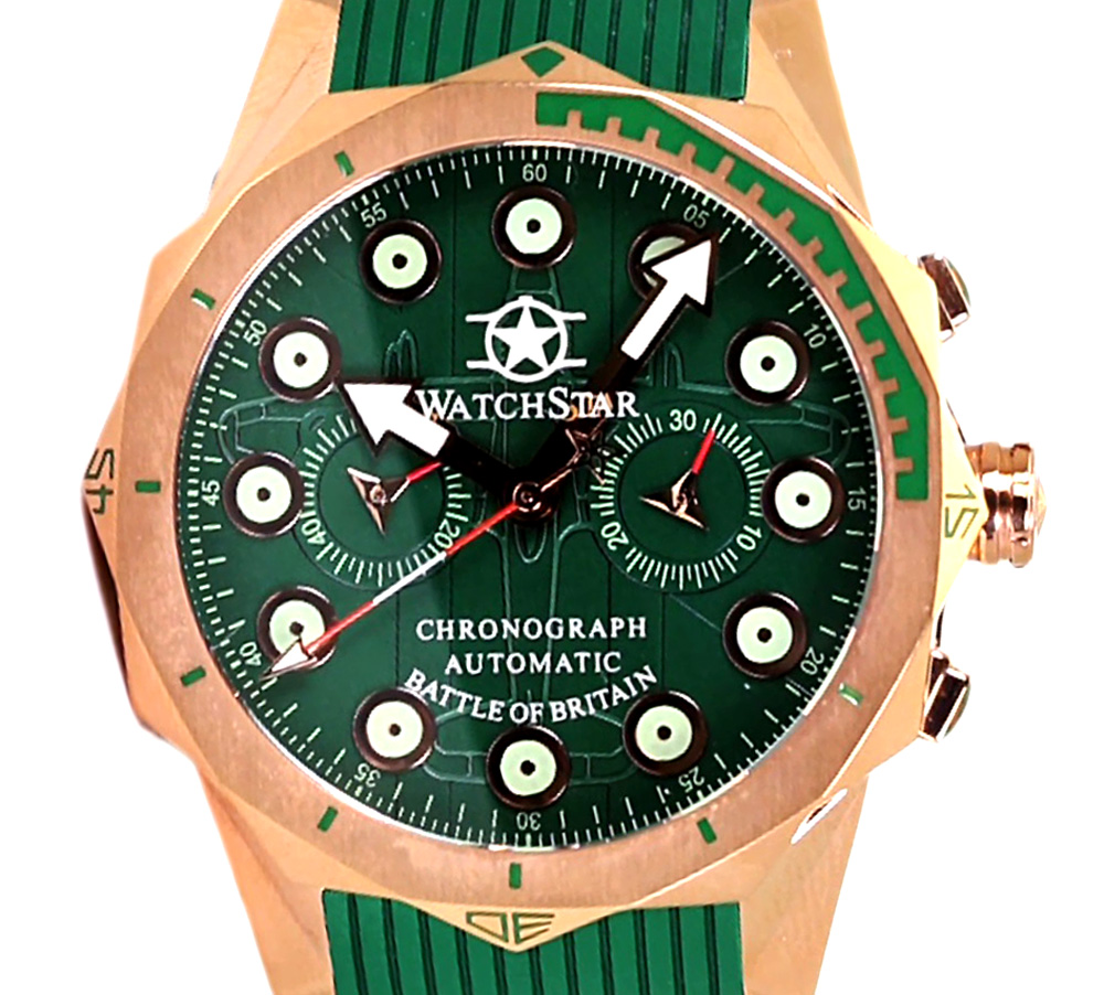 Watchstar Supermarine Spitfire 33 Jewel Automatic Chronograph Rose Gold ...