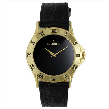 Le Chateau Women's Mid Size Gold Tone and Black, Stainless Steel ...