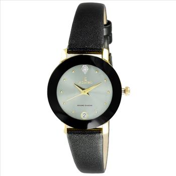 Le Chateau Women's Round, Dome, Genuine Diamond, Gold Tone Stainless ...